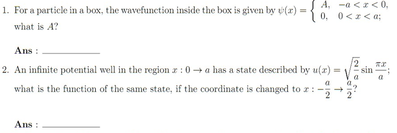 Solved 1. For a particle in a box, the wavefunction inside | Chegg.com