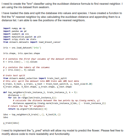 Solved I need to create the "nnclassifier using the | Chegg.com