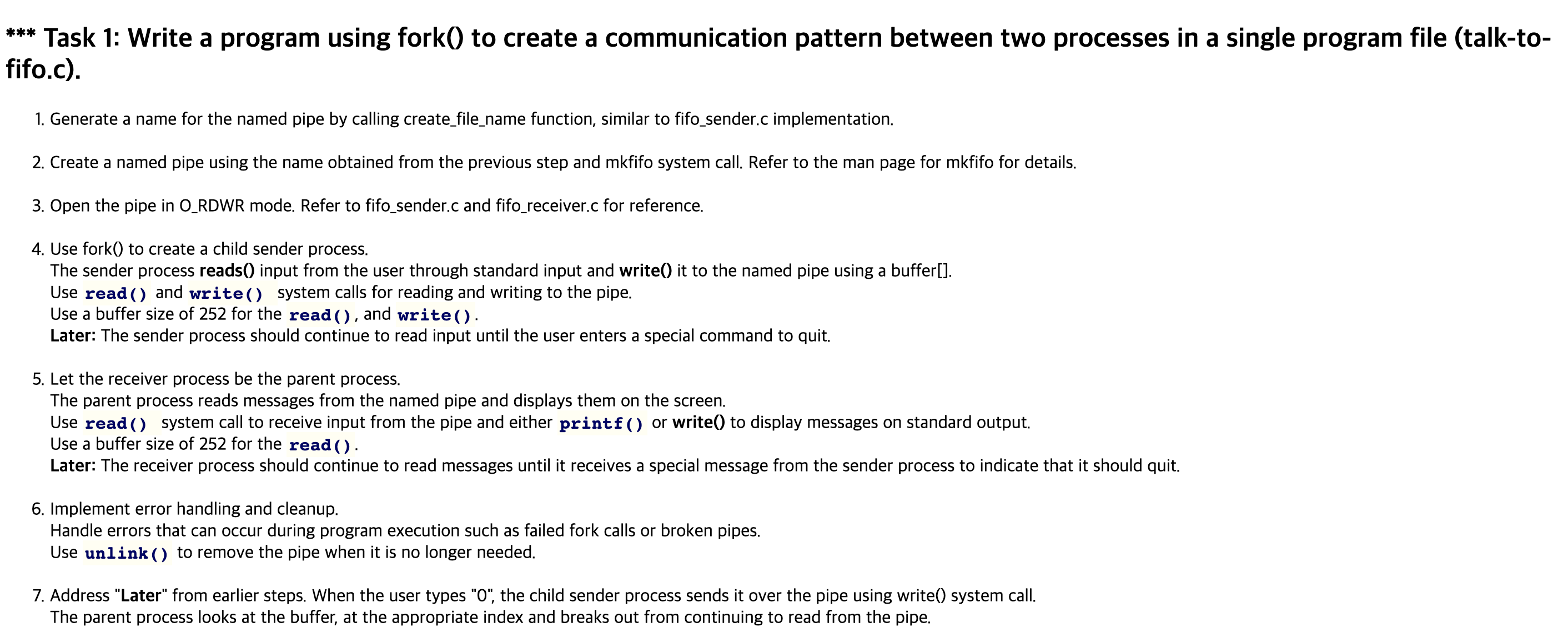 Solved *** Task 1: Write a program using fork() to create a | Chegg.com