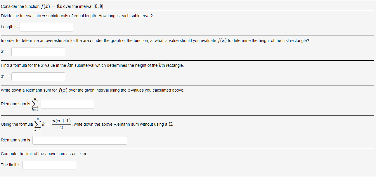 Solved Consider the function f(x) = 8x over the interval | Chegg.com