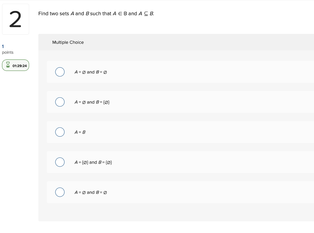 Solved Find two sets A and B such that A EB and ACB. 2 | Chegg.com