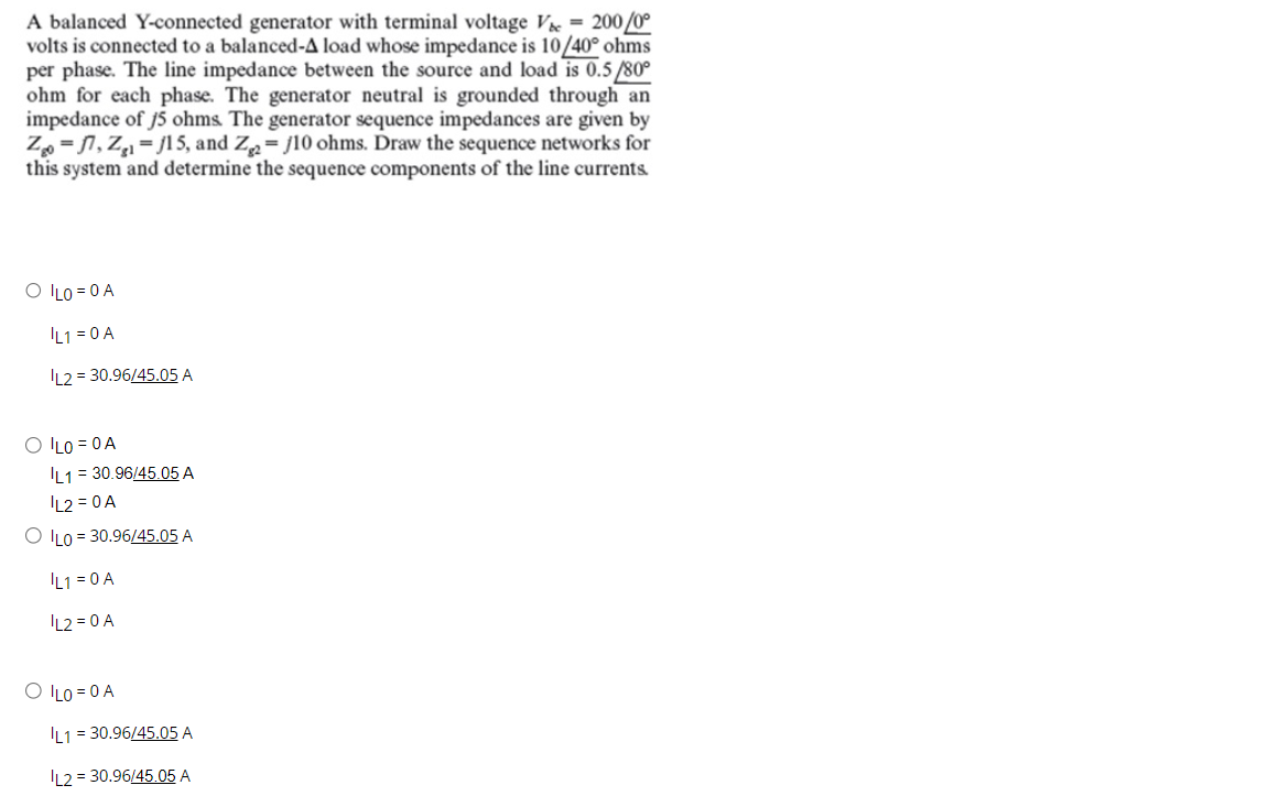 A balanced Y-connected generator with terminal | Chegg.com