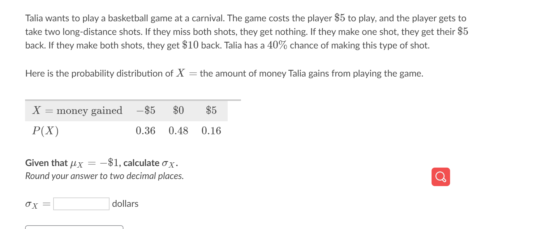Solved Talia wants to play a basketball game at a carnival. | Chegg.com