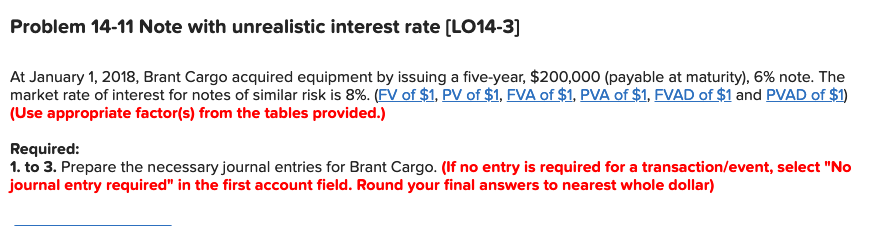 Solved Problem 14-11 Note with unrealistic interest rate | Chegg.com