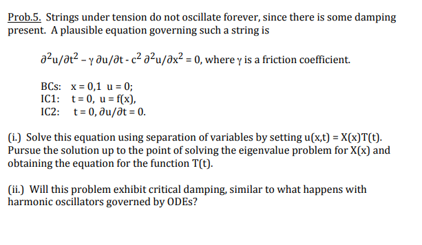 Solved Prob.5. Strings under tension do not oscillate | Chegg.com