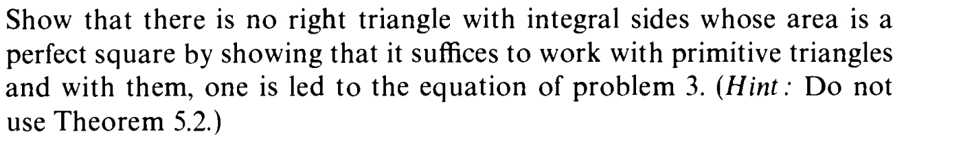 Solved Show that there is no right triangle with integral | Chegg.com
