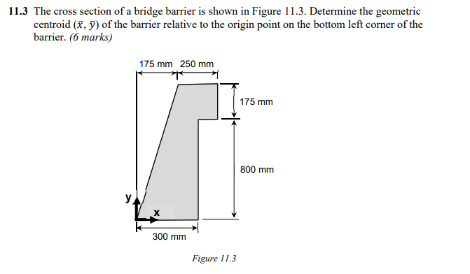 Solved 11.3 The cross section of a bridge barrier is shown | Chegg.com