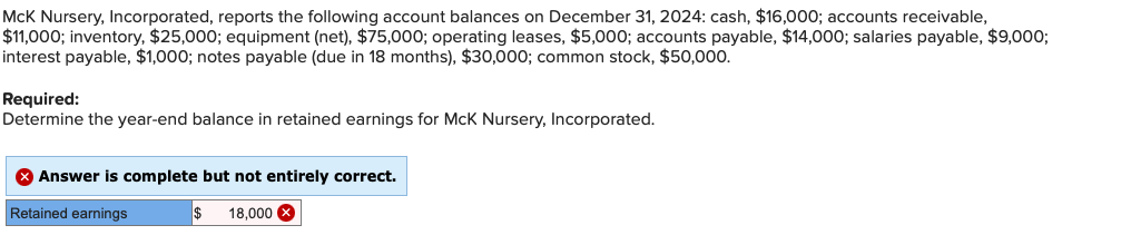 McK Nursery, Incorporated, reports the following | Chegg.com
