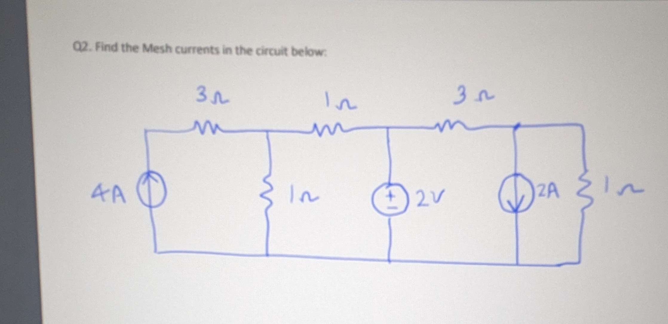 Solved Q2. Find the Mesh currents in the circuit below: | Chegg.com