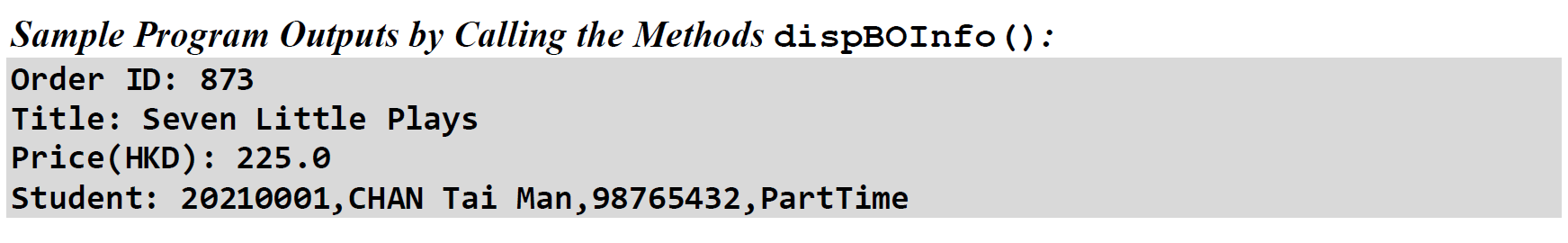 Solved Class Bookorder [6 marks] - Create a public Java | Chegg.com