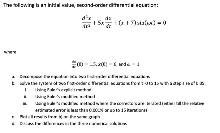 The following is an initial value, second-order | Chegg.com