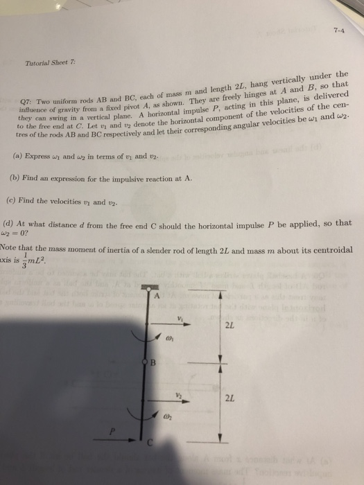 Solved Q7: Two uniform rods AB and BC, each of mass m and | Chegg.com