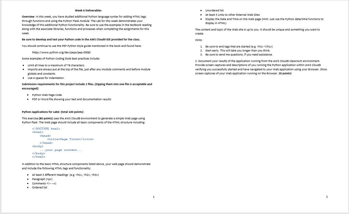 Week 6 Deliverables Overview: In this week, you | Chegg.com