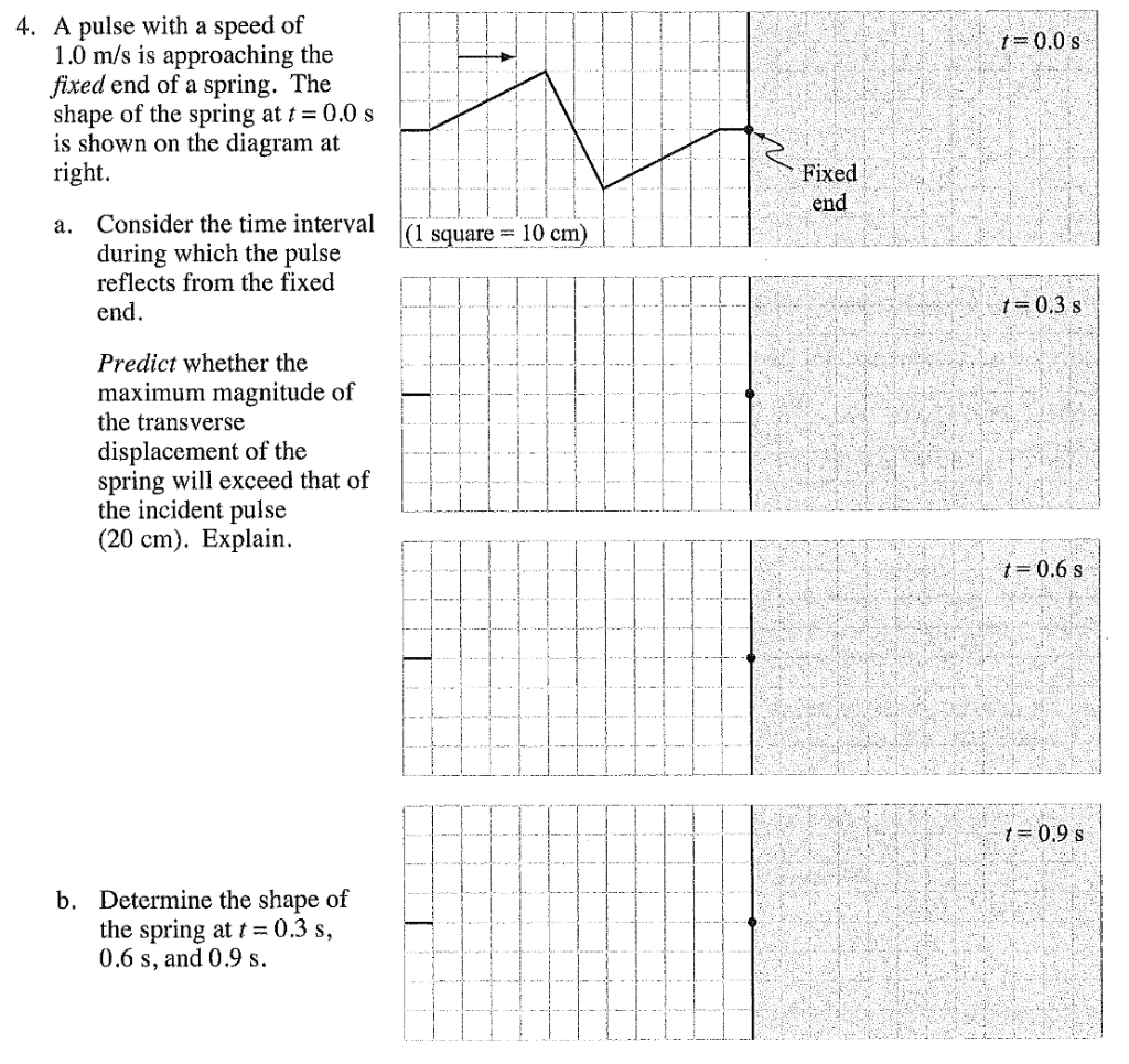 Solved t=0.0 s 4. A pulse with a speed of 1.0 m/s is | Chegg.com
