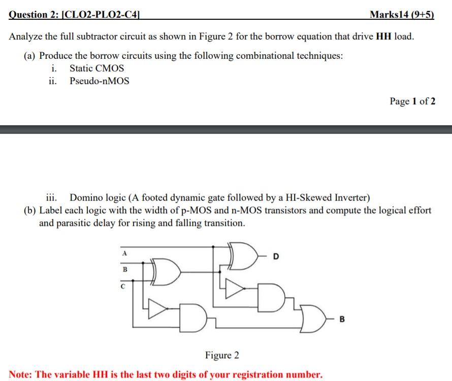Question 2: CLO2-PLO2-C4) Marks14 (9+5) Analyze the | Chegg.com
