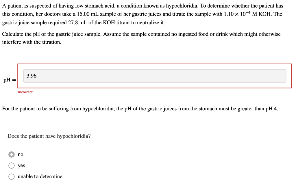 Solved A patient is suspected of having low stomach acid, a | Chegg.com