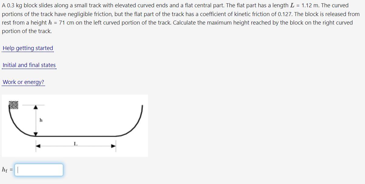 Solved A 0.3 kg block slides along a small track with | Chegg.com