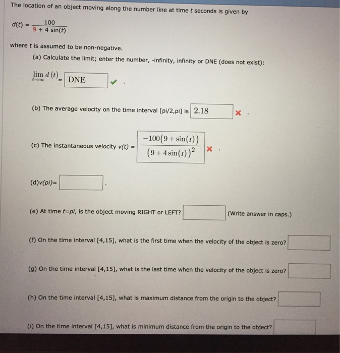 Solved The Location Of An Object Moving Along The Number