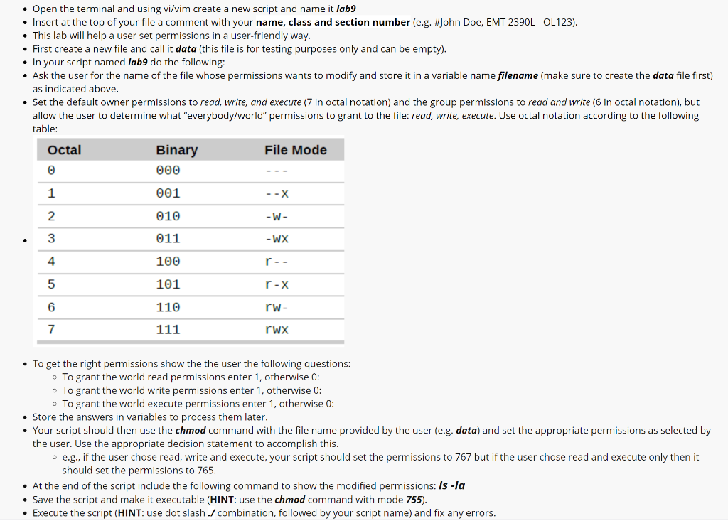 Solved • Open the terminal and using vi/vim create a new | Chegg.com