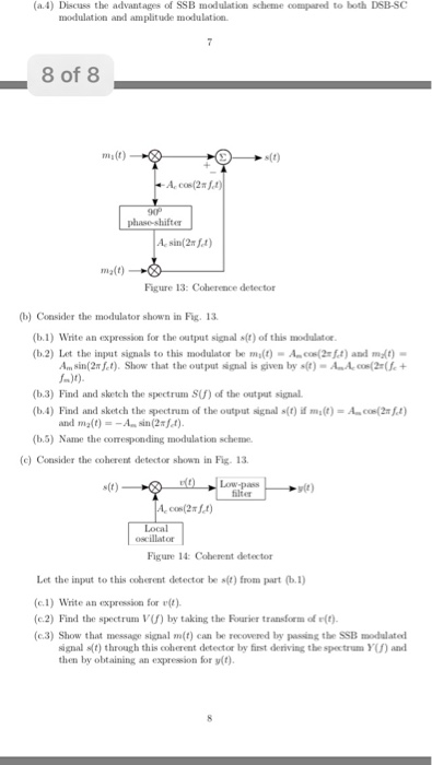 Solved (a) Consider the SSB modulator shown in Fig- 12 The | Chegg.com