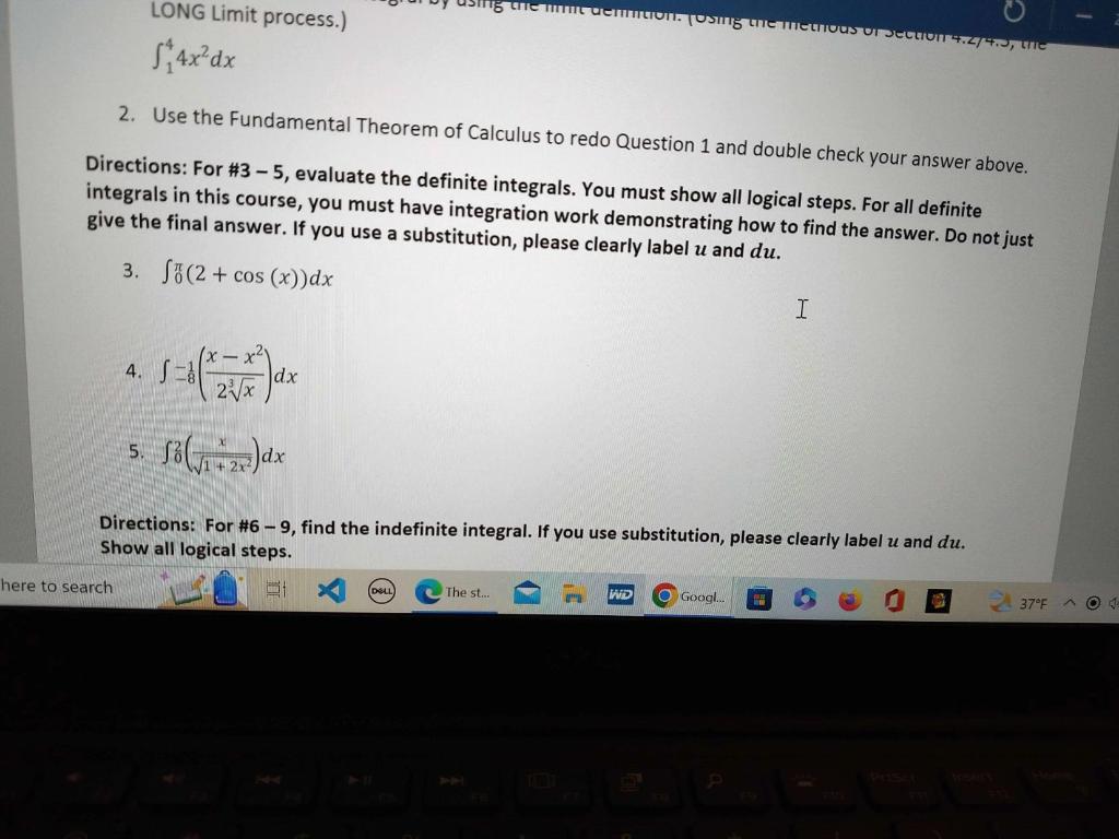 Solved LONG Limit process.) ∫144x2dx 2. Use the Fundamental | Chegg.com