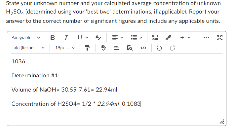 Solved State your unknown number and your calculated average | Chegg.com