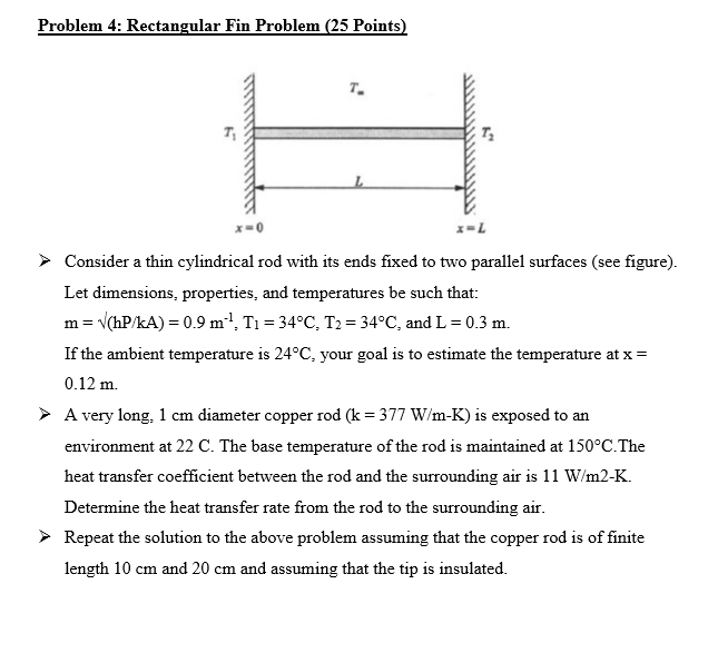 Solved Problem 4: Rectangular Fin Problem (25 Points) | Chegg.com