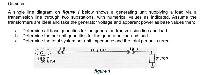 Solved Question 1A single line diagram on figure 1 ﻿below | Chegg.com