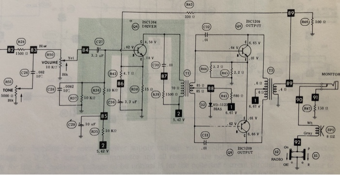 Solved R43 89 330 s 2SC1364 DRIVER 2SC1209 OUTPITT C32 H28 | Chegg.com