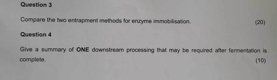 Solved Question 3 Compare the two entrapment methods for | Chegg.com