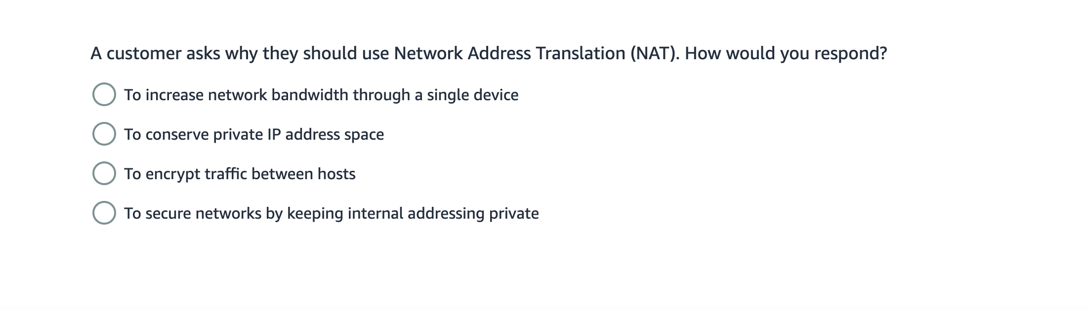 Solved A customer asks why they should use Network Address | Chegg.com