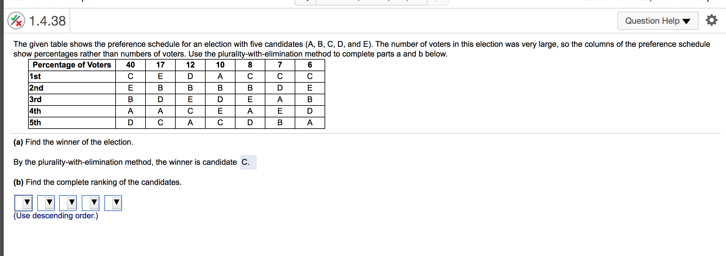 Solved 7x 1.4.38 Question Help The given table shows the | Chegg.com