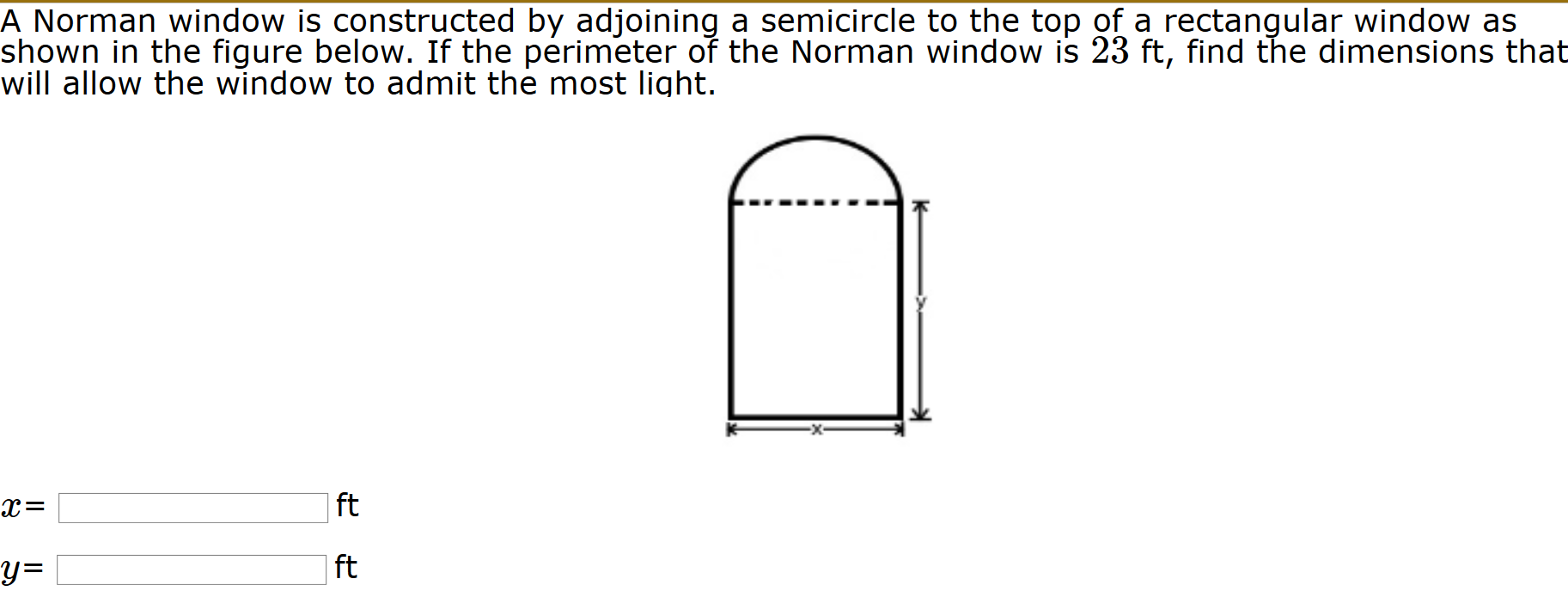 Solved A Norman window is constructed by adjoining a | Chegg.com