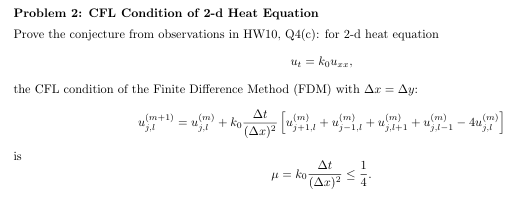 Solved Problem 2: CFL Condition of 2-d Heat Equation Prove | Chegg.com