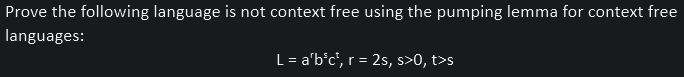 Solved Prove the following language is not context free | Chegg.com