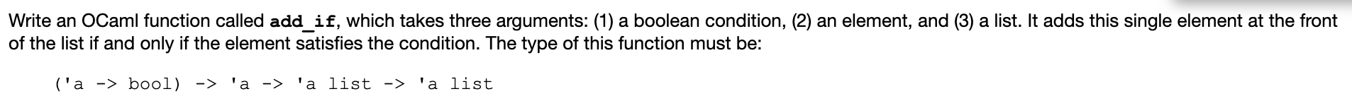 Solved Write An Ocaml Function Called Add If Which Takes