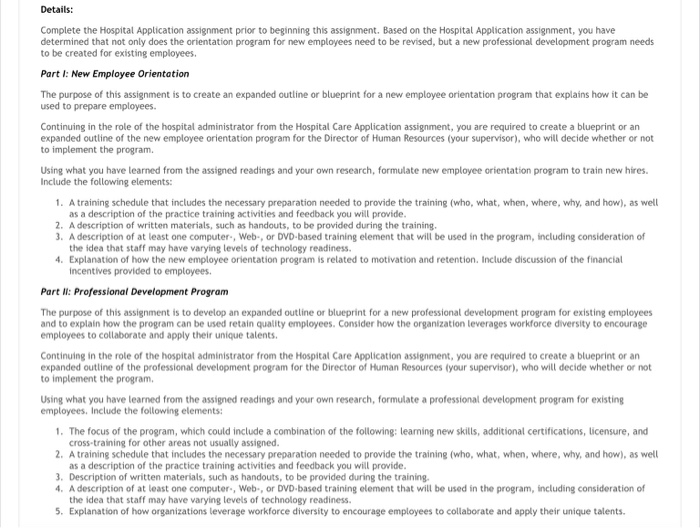 Solved Details: Complete the Hospital Application assignment | Chegg.com