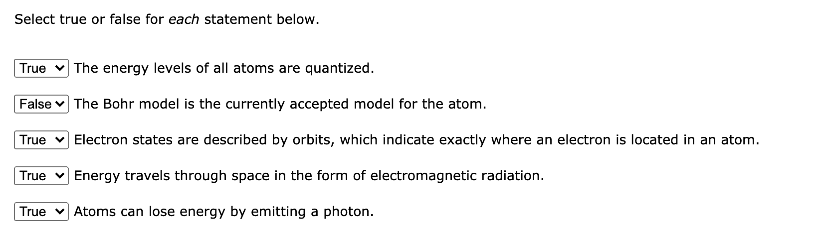 Solved Select true or false for each statement below. True | Chegg.com
