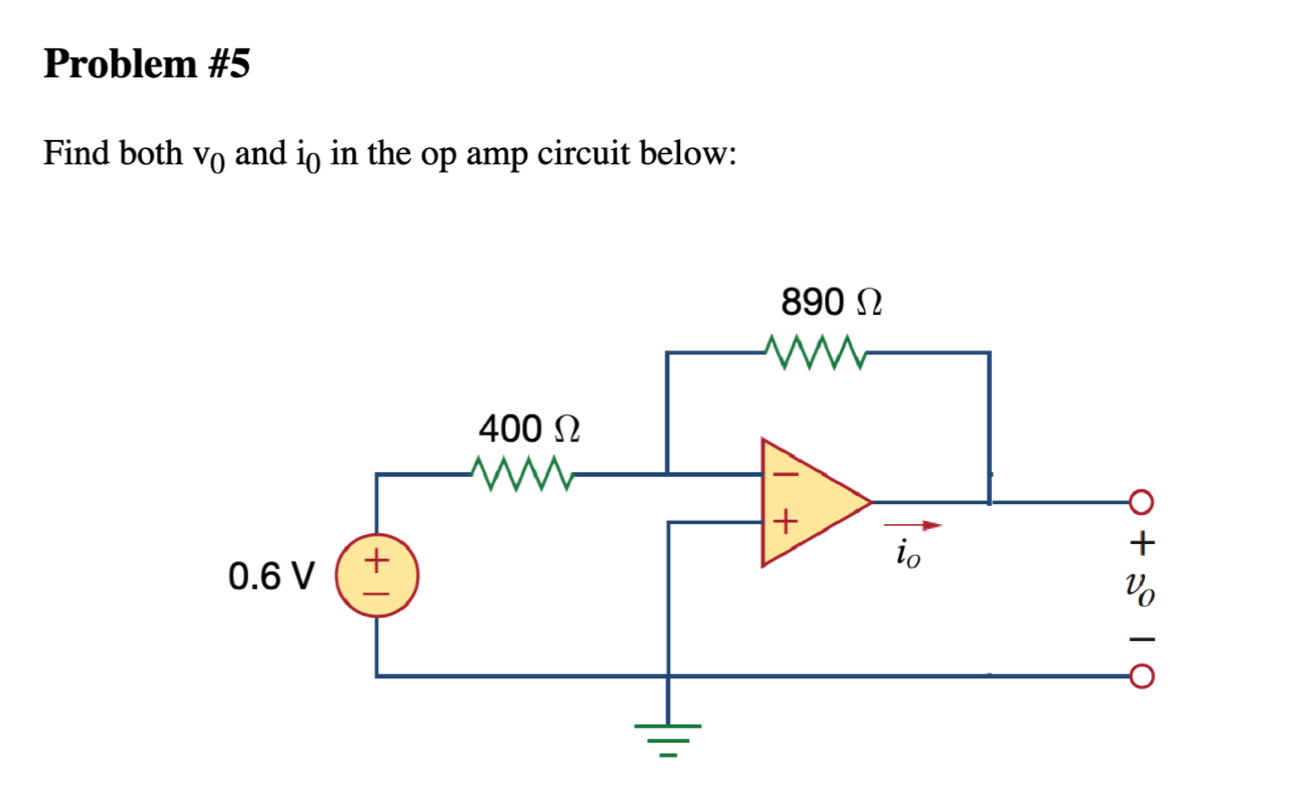 Solved Problem #5 Find both vo and io in the op amp circuit | Chegg.com