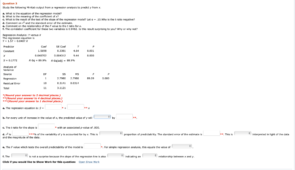 Solved Question 3 Study the following Minitab output from a | Chegg.com