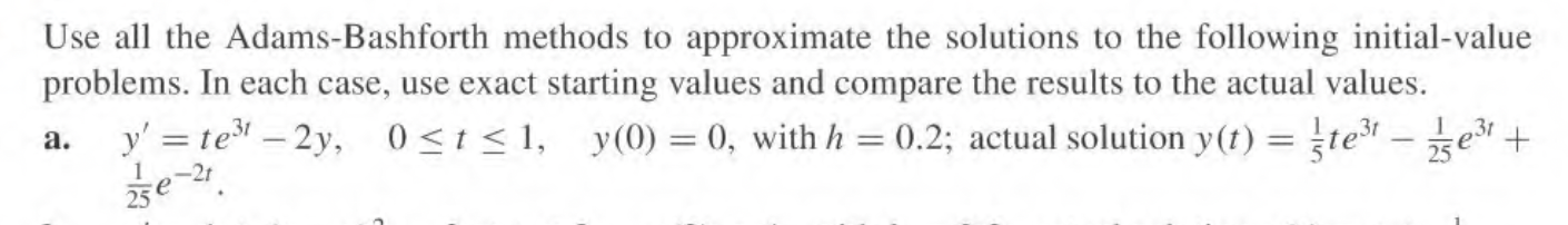 Solved Use all the Adams-Bashforth methods to approximate | Chegg.com