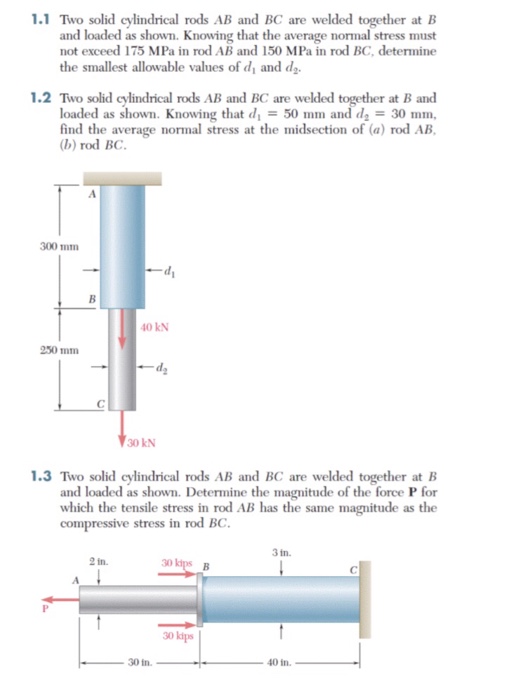 Solved 1.1 Two solid cylindrical rods AB and BC are welded | Chegg.com
