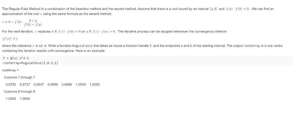 The Regula-Falsi Method is a combination of the | Chegg.com