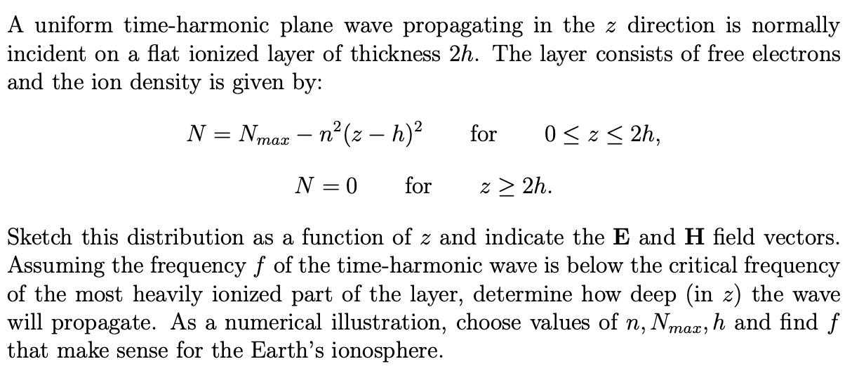Solved A uniform time-harmonic plane wave propagating in the | Chegg.com