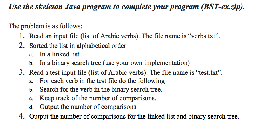 Use the skeleton Java program to complete your | Chegg.com