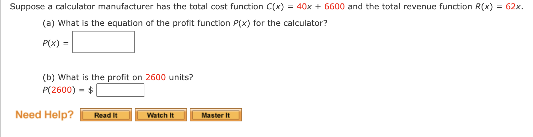 Solved Suppose a calculator manufacturer has the total cost | Chegg.com