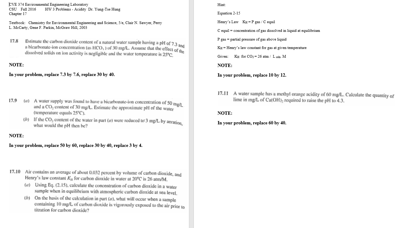 Solved Hint: KVE 374 Environmental Engineering Laboratory | Chegg.com