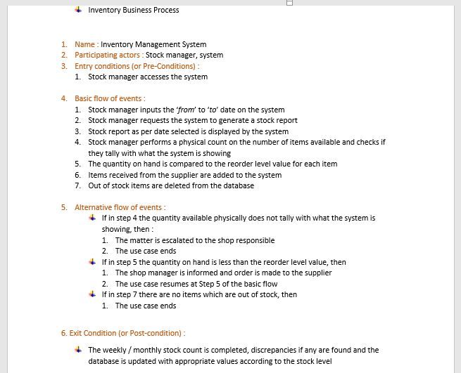 Solved + Inventory Business Process 1. Name : Inventory | Chegg.com