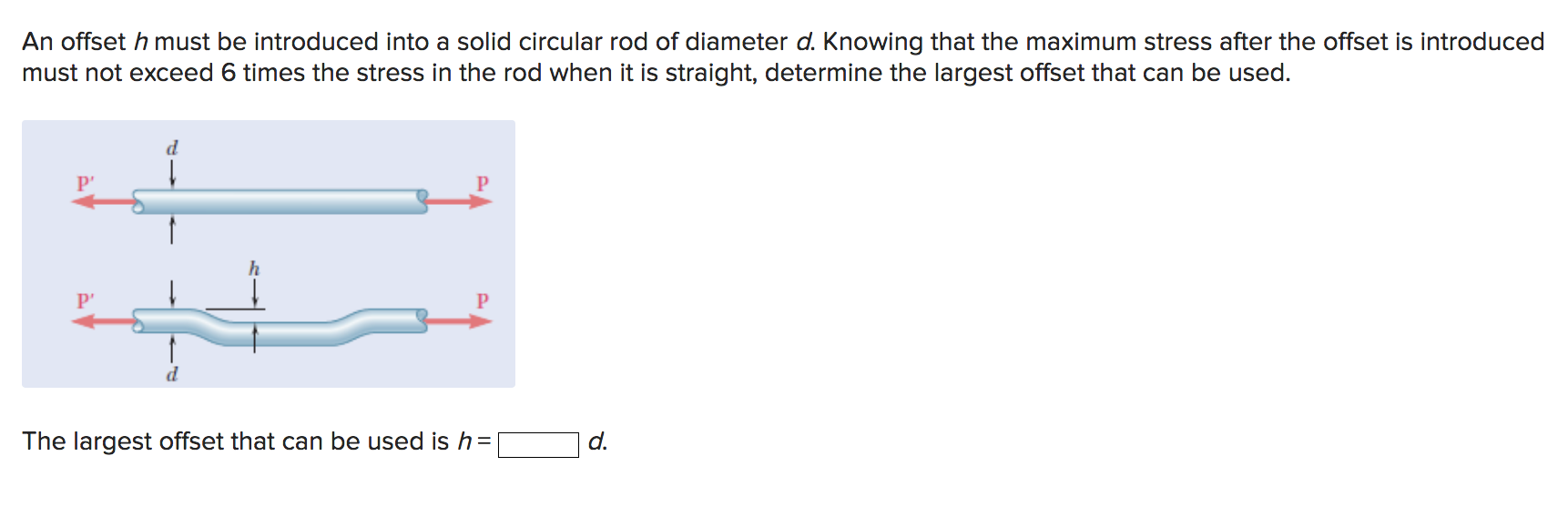 Solved An offset h must be introduced into a solid circular | Chegg.com
