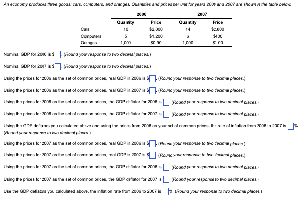 Solved Nominal GDP for 2006 is \$ (Round your response to | Chegg.com